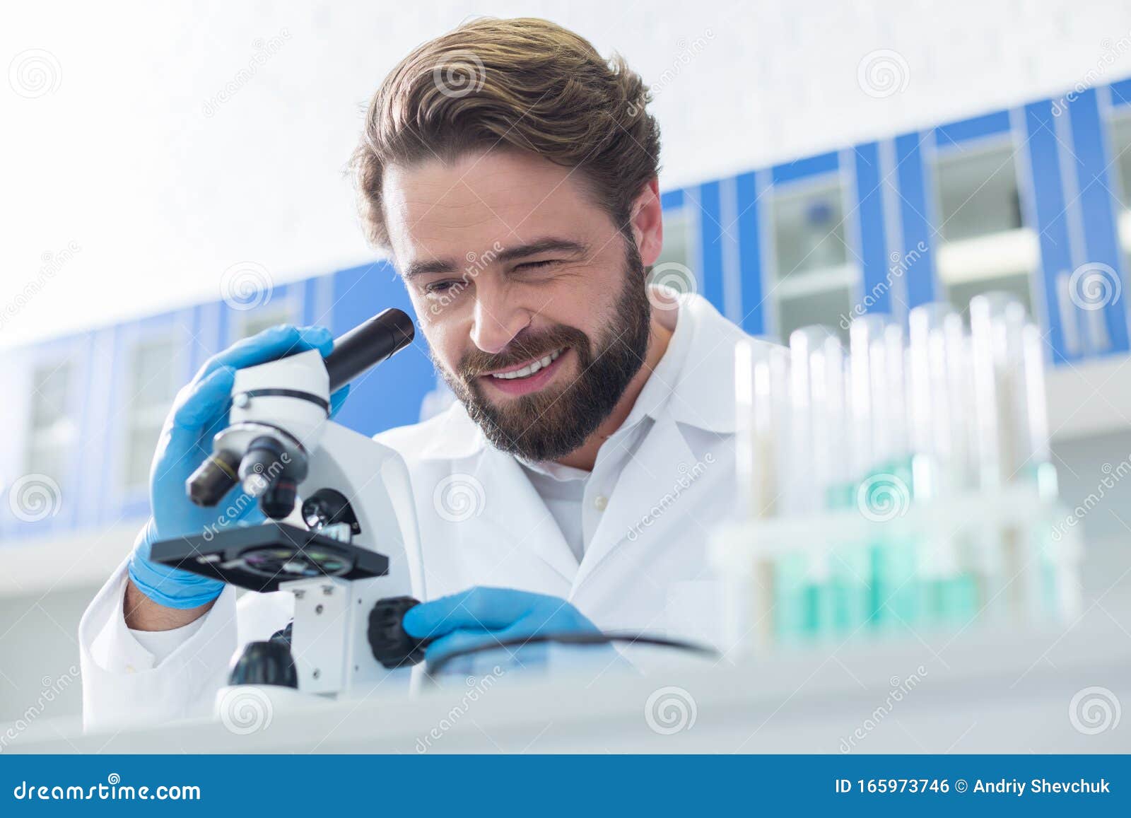 Cheerful Professional Scientist Smiling Stock Photo - Image of ...