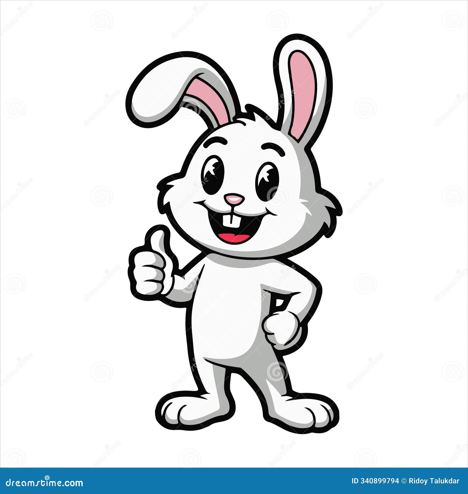 Cheerful Rabbit Giving Thumbs Up Cute Cartoon Vector Design Stock ...
