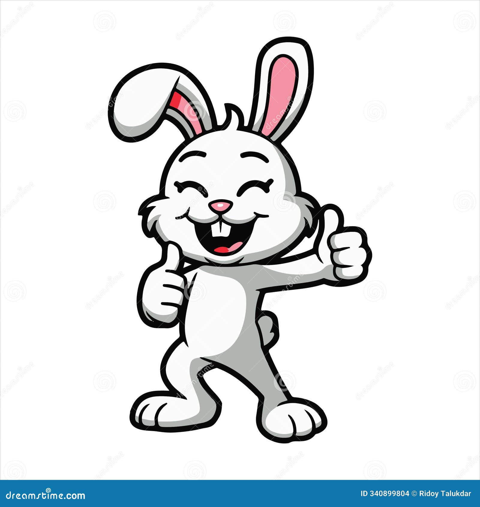 Cheerful Rabbit Giving Thumbs Up Cute Cartoon Vector Design Stock ...
