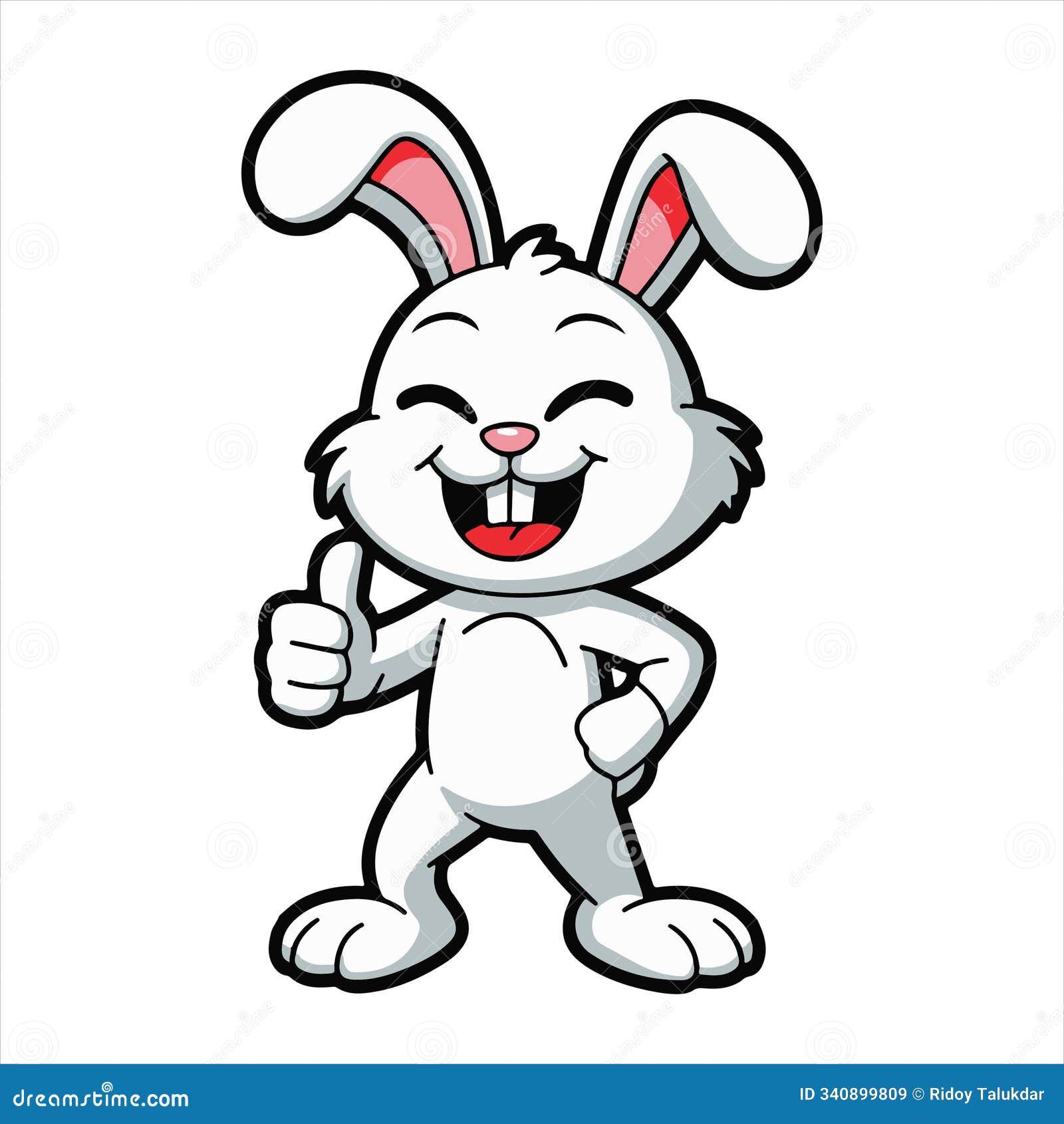Cheerful Rabbit Giving Thumbs Up Cute Cartoon Vector Design Stock ...