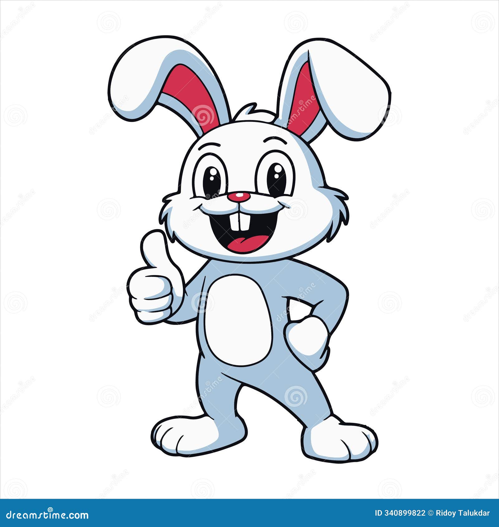 Cheerful Rabbit Giving Thumbs Up Cute Cartoon Vector Design Stock ...
