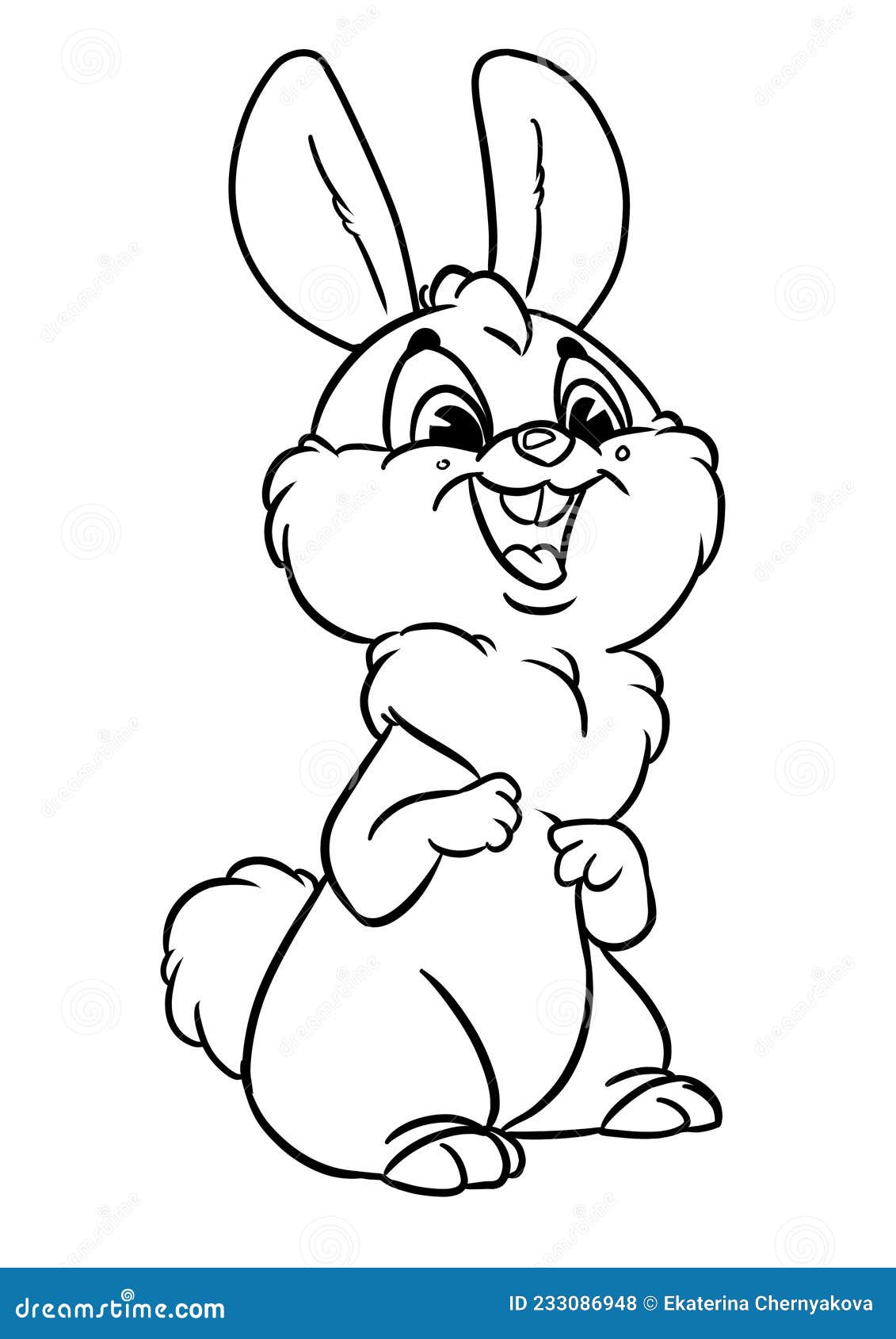 Cheerful Rabbit Laughing Illustration Cartoon Coloring Stock ...
