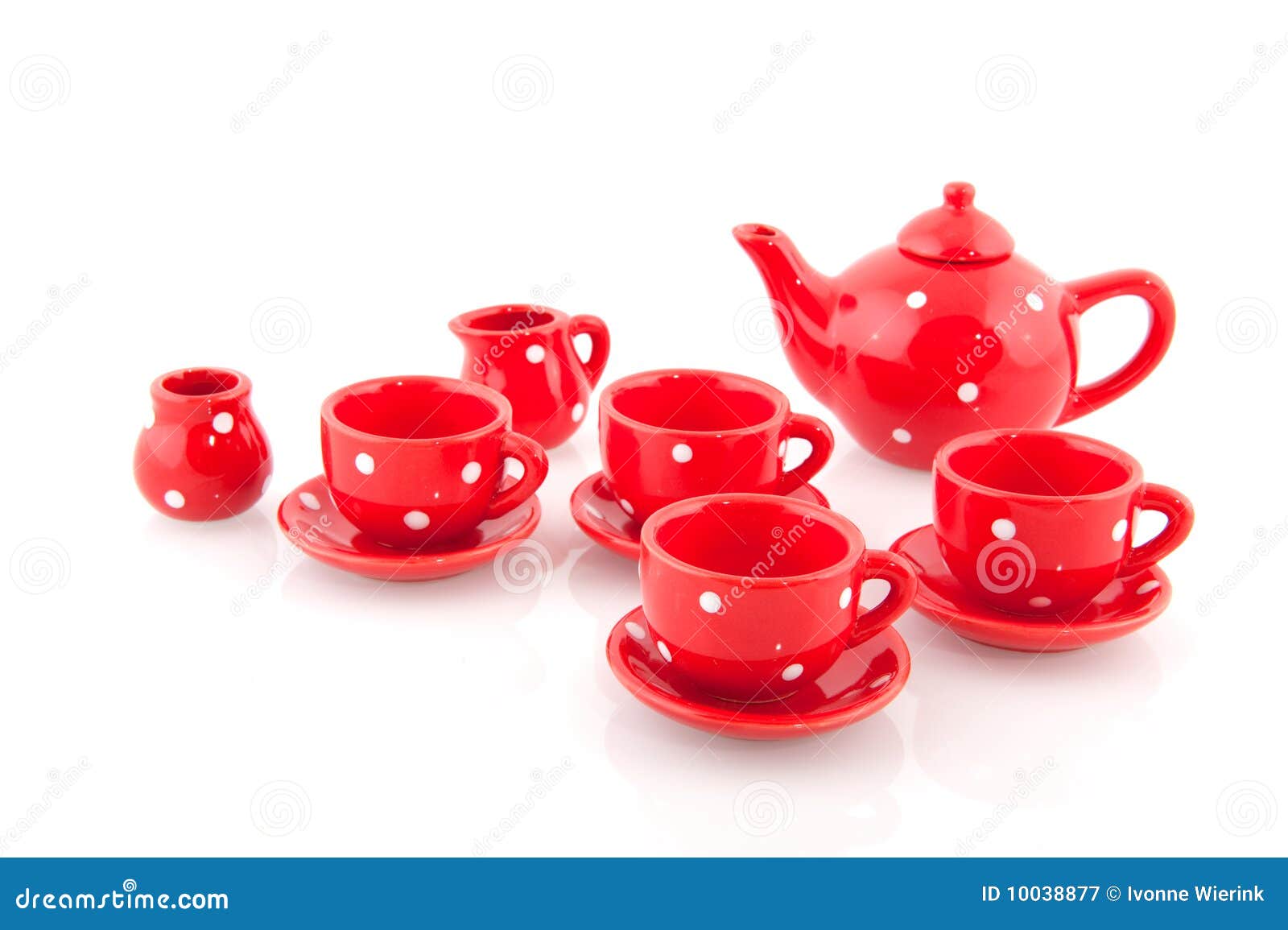 Cheerful red crockery stock image. Image of spotted, cheerful - 10038877