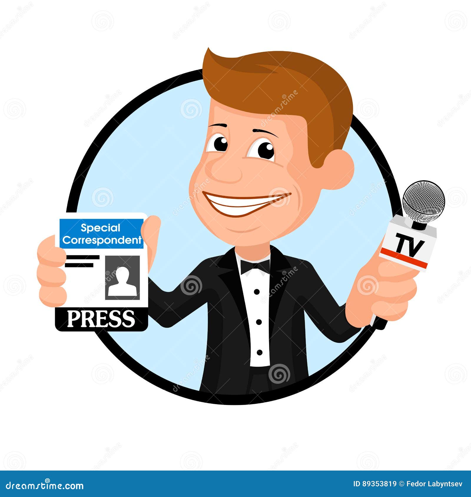 Cheerful Reporter Vectorial Illustration. Stock Vector - Illustration ...