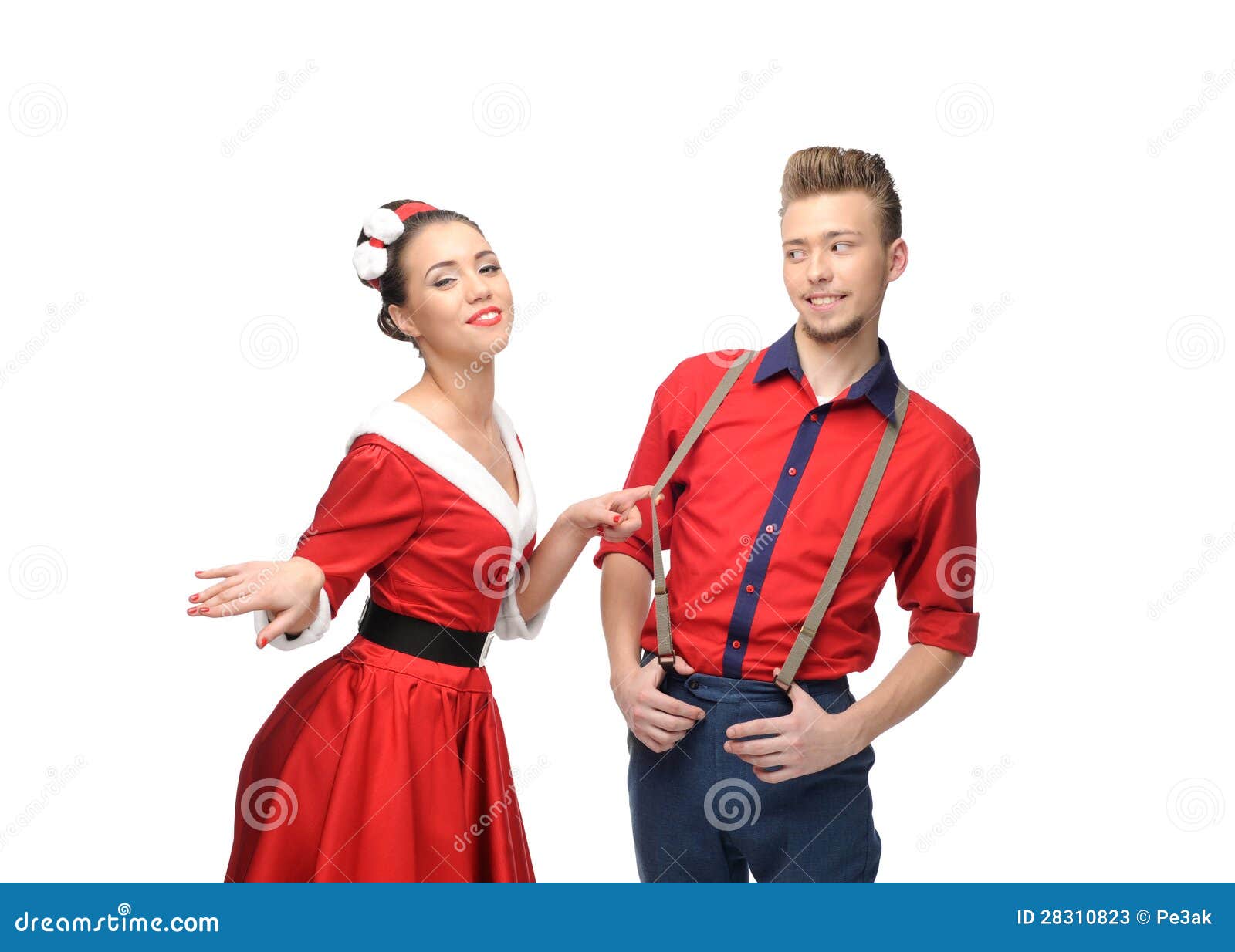 Cheerful retro couple stock image. Image of smiling, white - 28310823