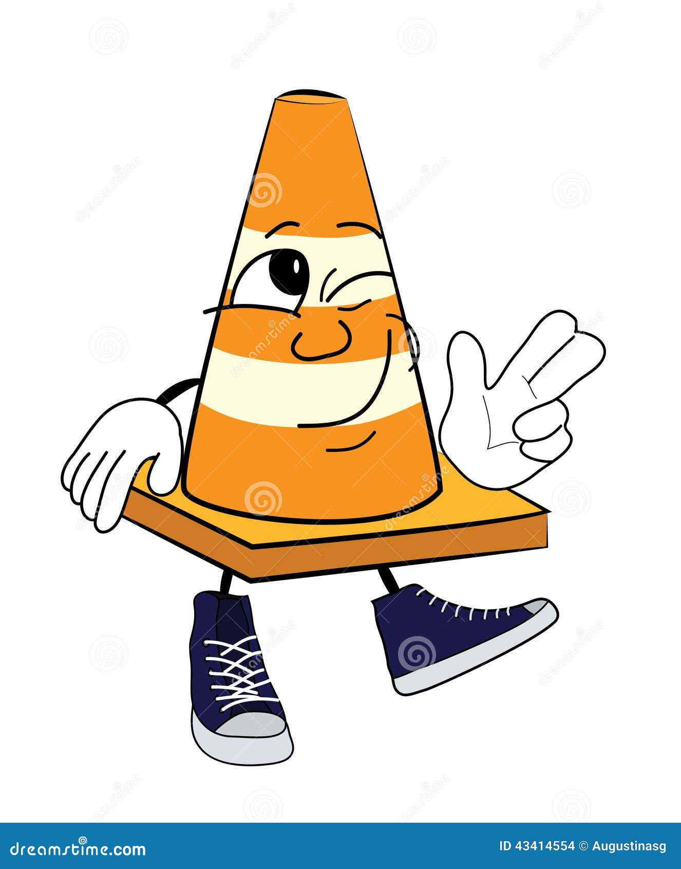 Cheerful Road cone cartoon stock illustration. Illustration of orange ...