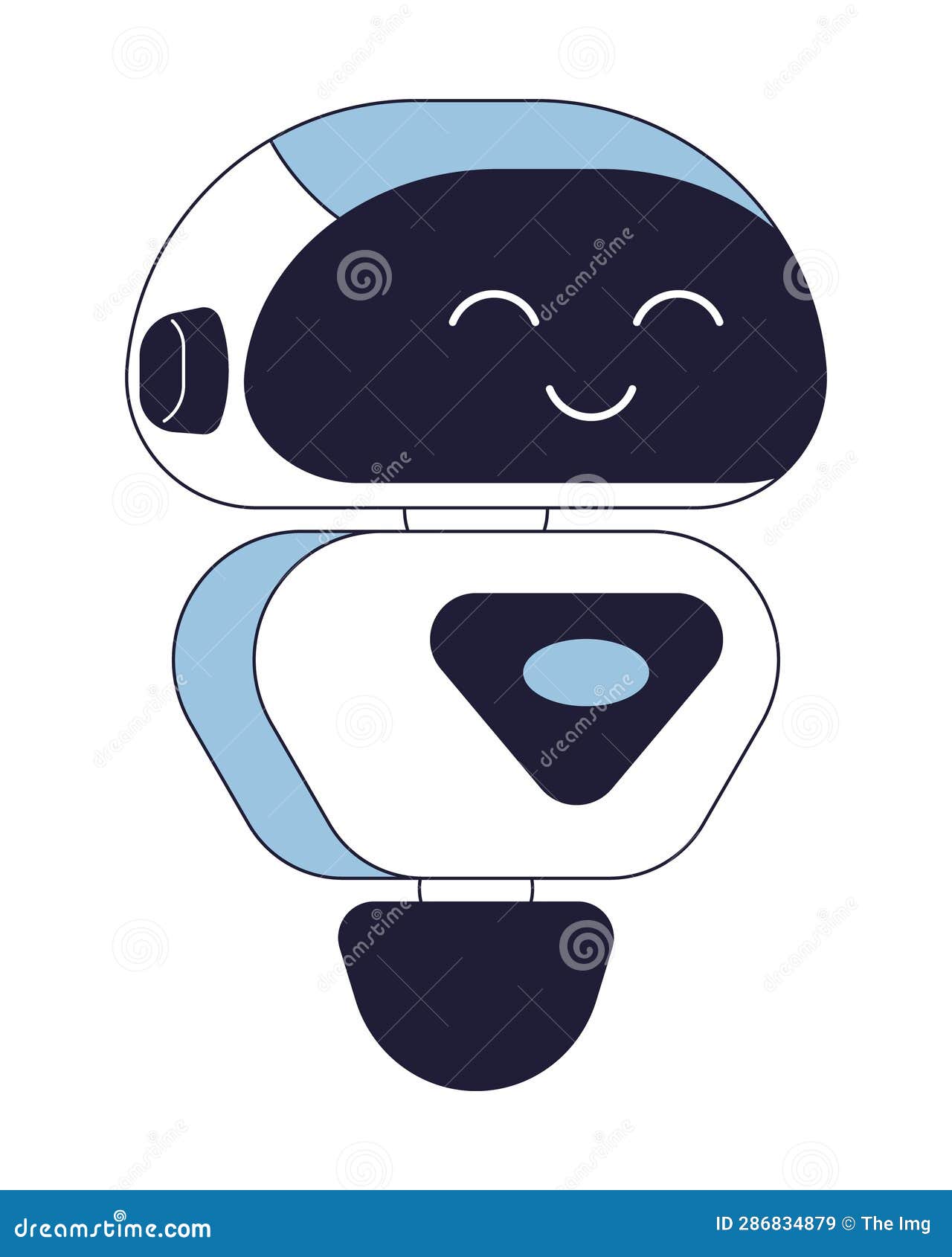 Cheerful Robot Flat Line Color Isolated Vector Object Stock Illustration Illustration Of Happy