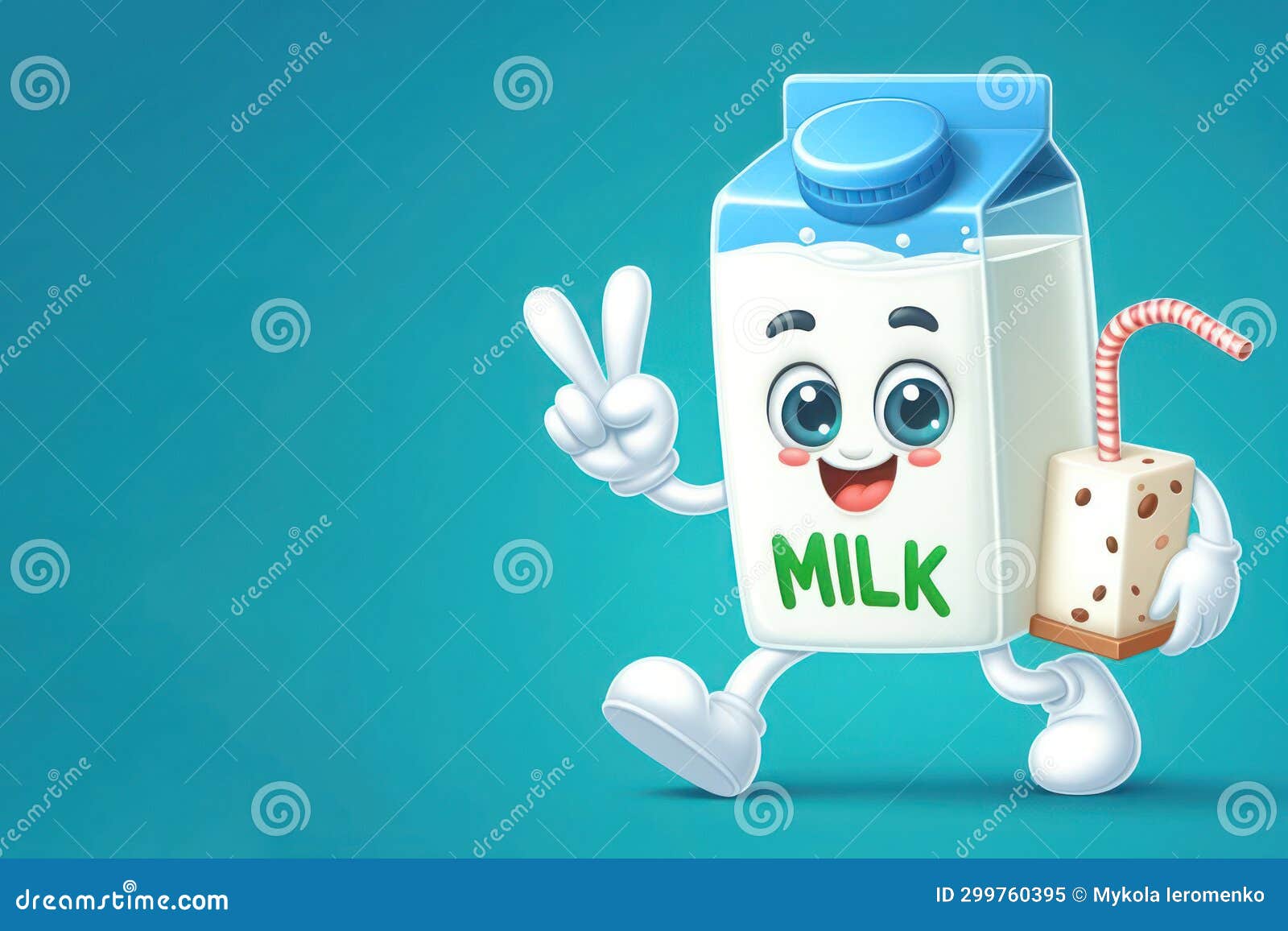 Cheerful, Running Milk Cartons. Space for Text. Stock Illustration ...