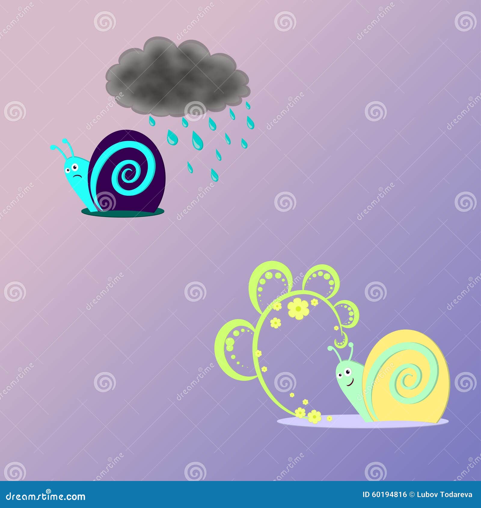 Cheerful and sad snail stock vector. Illustration of shell - 60194816