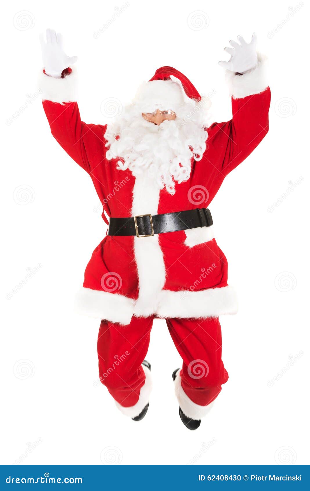 Cheerful Santa Claus Jumping Stock Photo - Image of happy, jumping ...