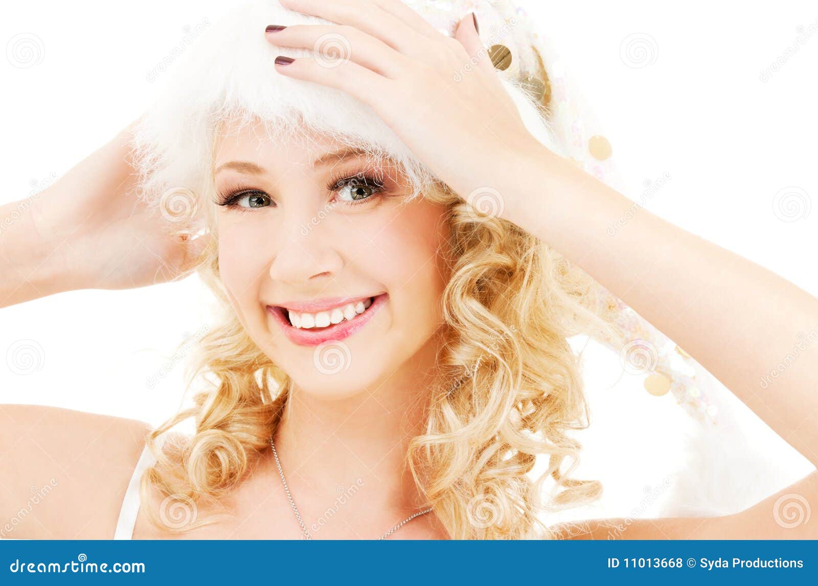 Cheerful santa helper girl stock photo. Image of friendly - 11013668