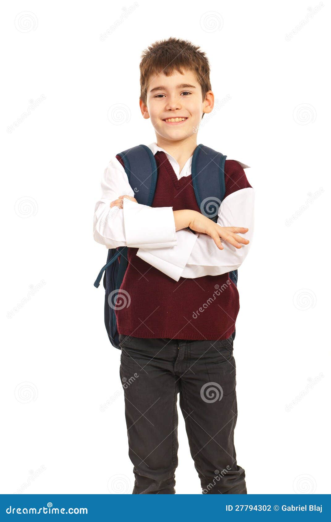 Cheerful school boy stock photo. Image of happiness, folded - 27794302