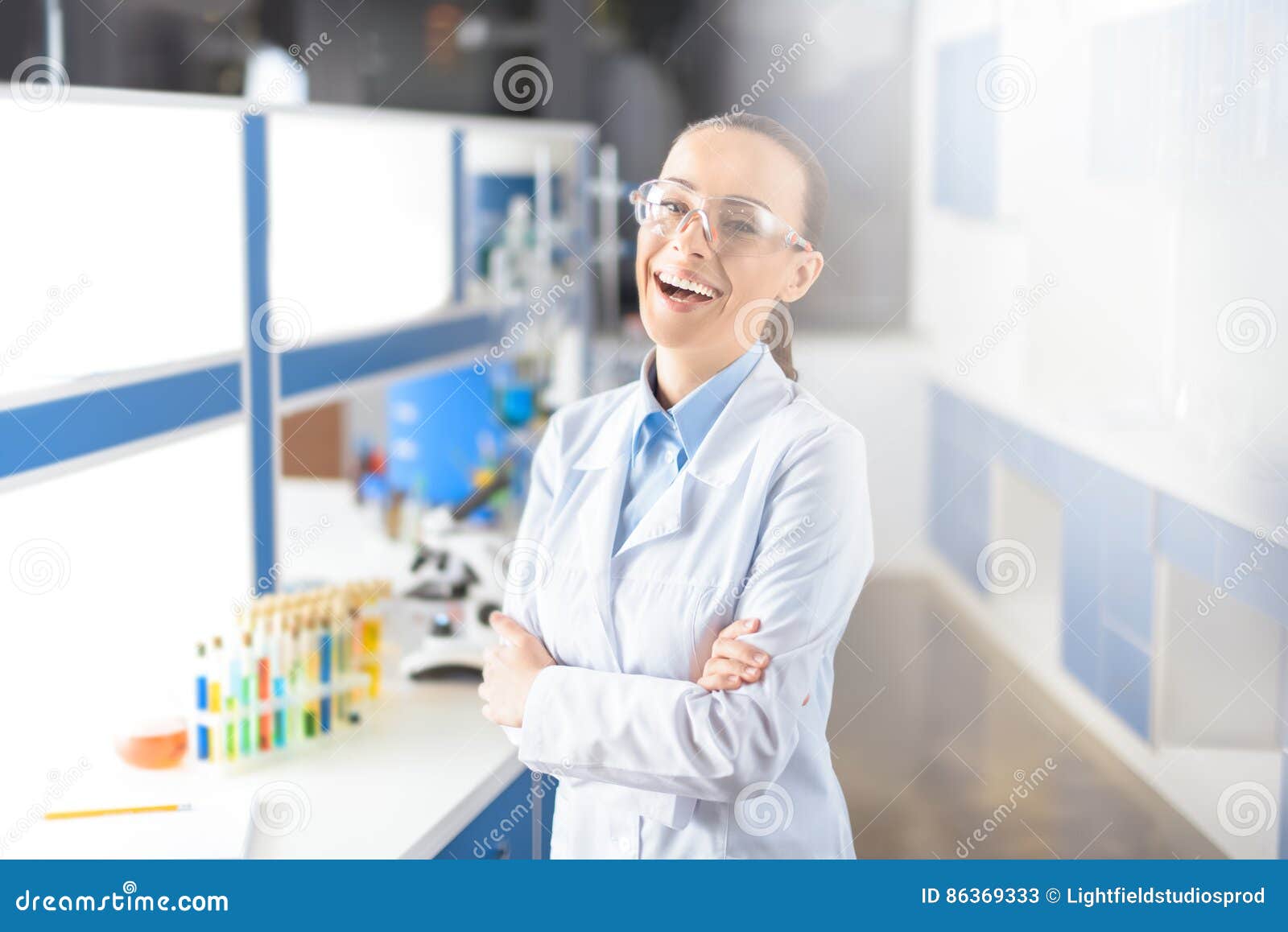 Cheerful Scientist in Uniform Looking To Camera Stock Image - Image of ...