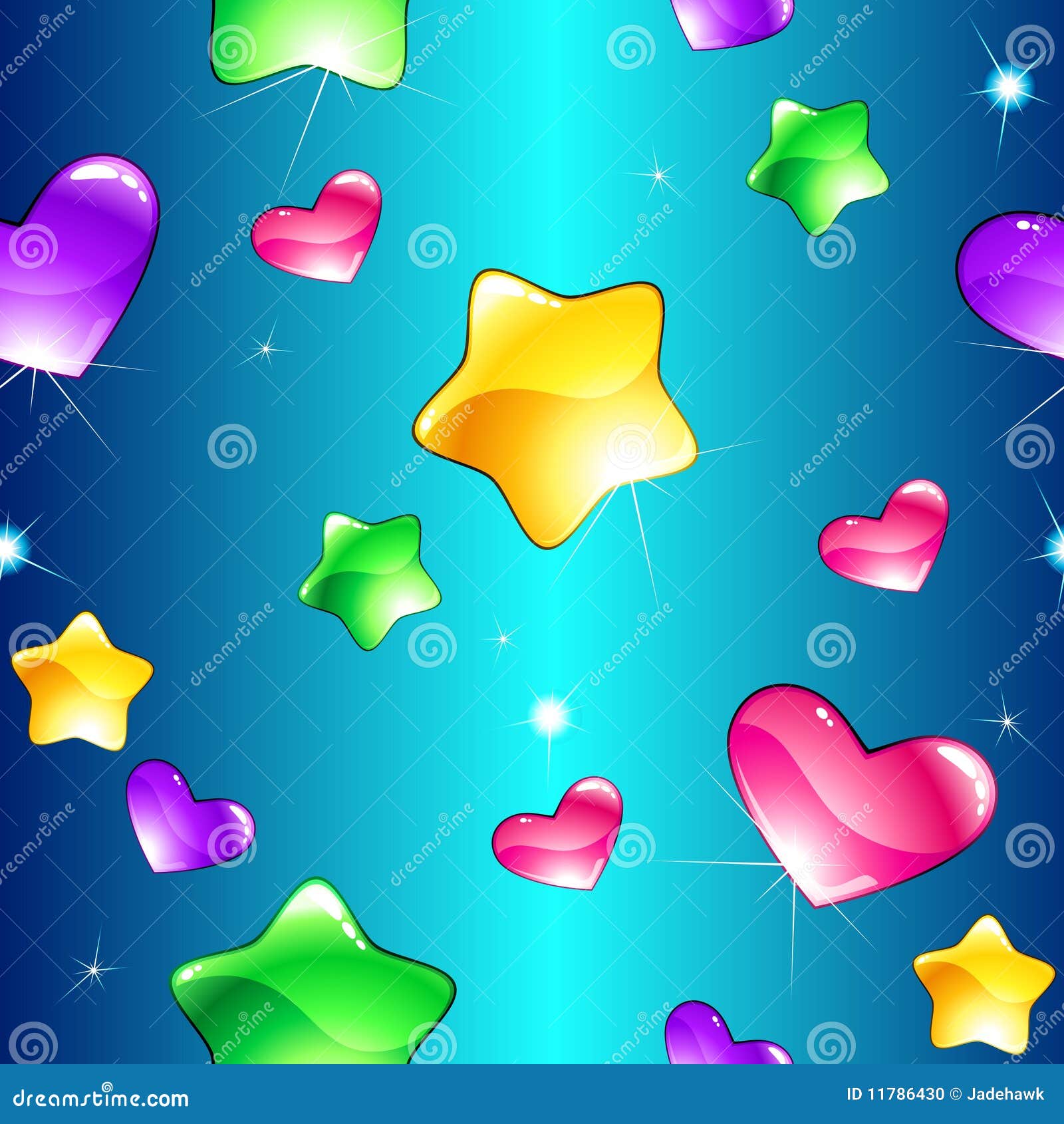 Cheerful Seamless Pattern with Shiny Hearts and St Stock Vector ...