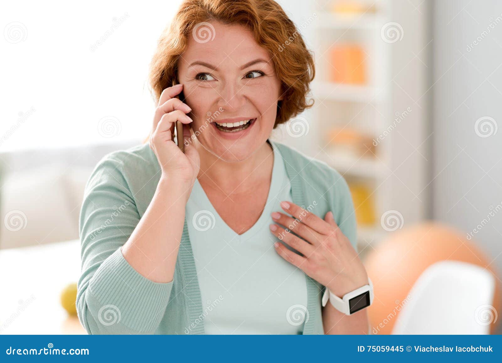 Cheerful Senior Woman Talking On Cell Phone Stock Image Image Of
