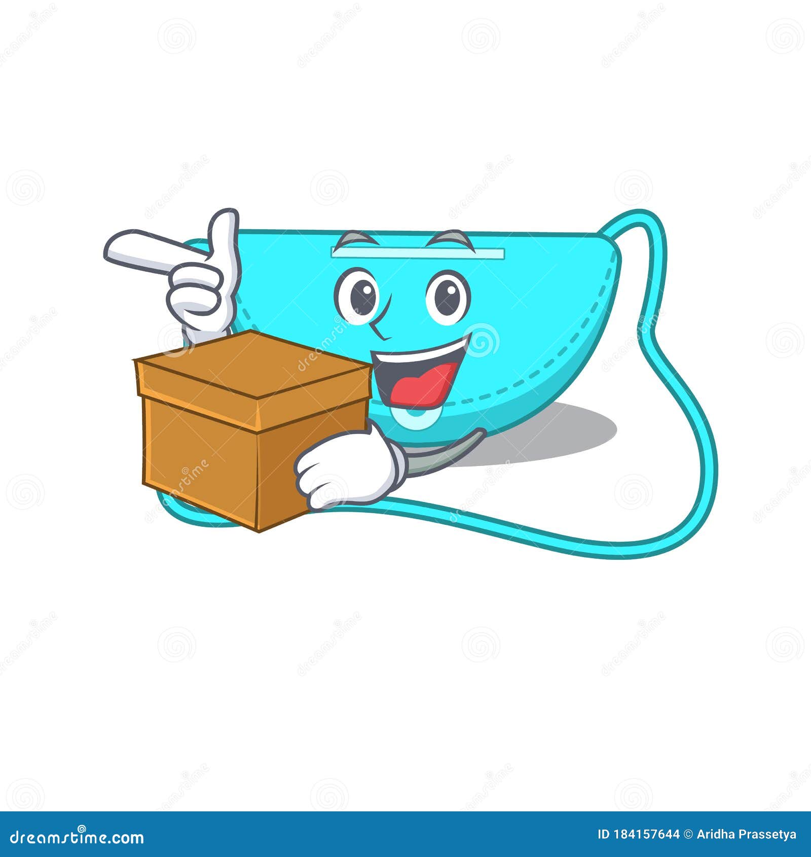 A Cheerful Sling Bag Cartoon Design Concept Having a Box Stock Vector ...