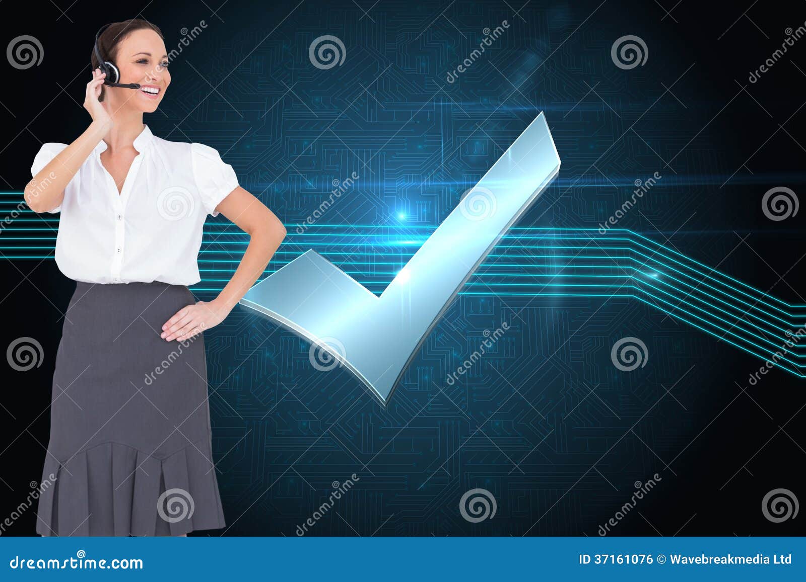 Cheerful Smart Call Center Agent Working Stock Photo - Image of shirt ...