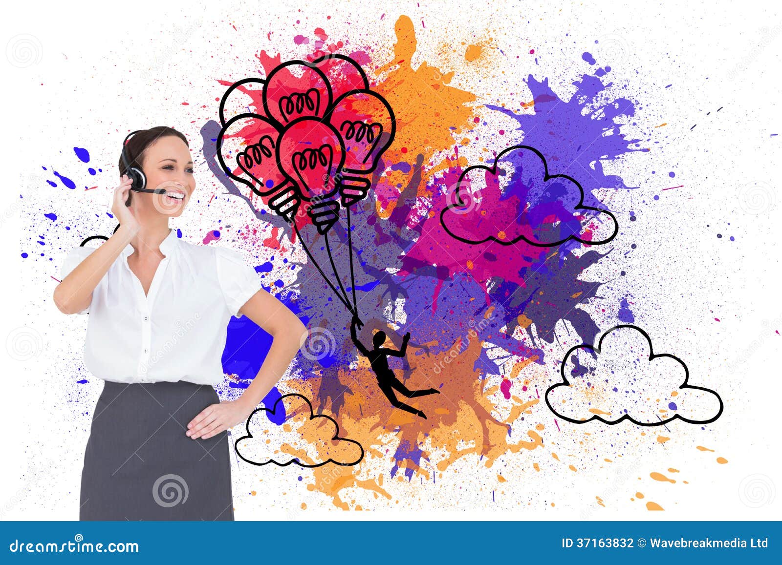 Cheerful Smart Call Center Agent Working Stock Photo - Image of design ...
