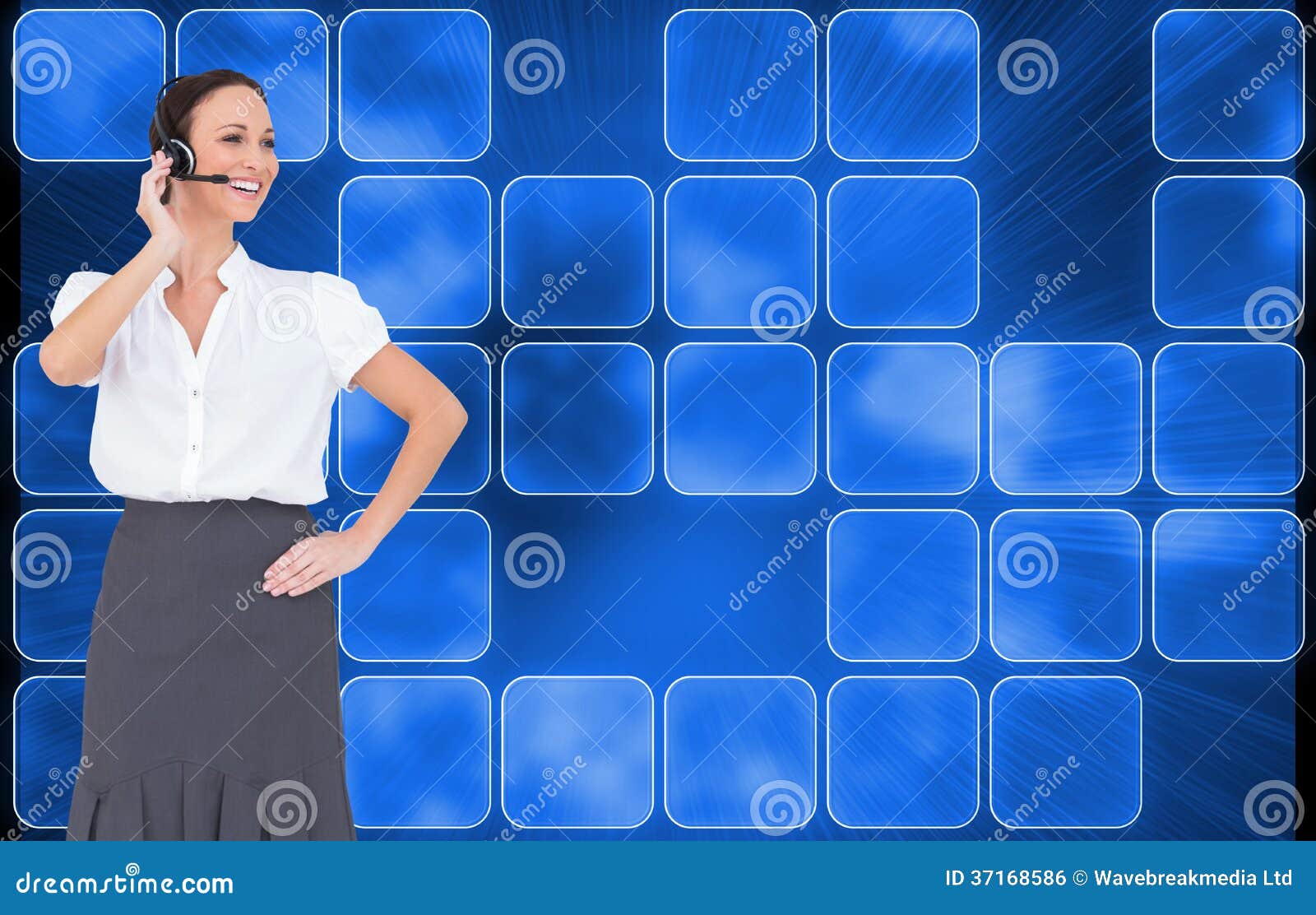 Cheerful Smart Call Center Agent Working Stock Photo - Image of ...