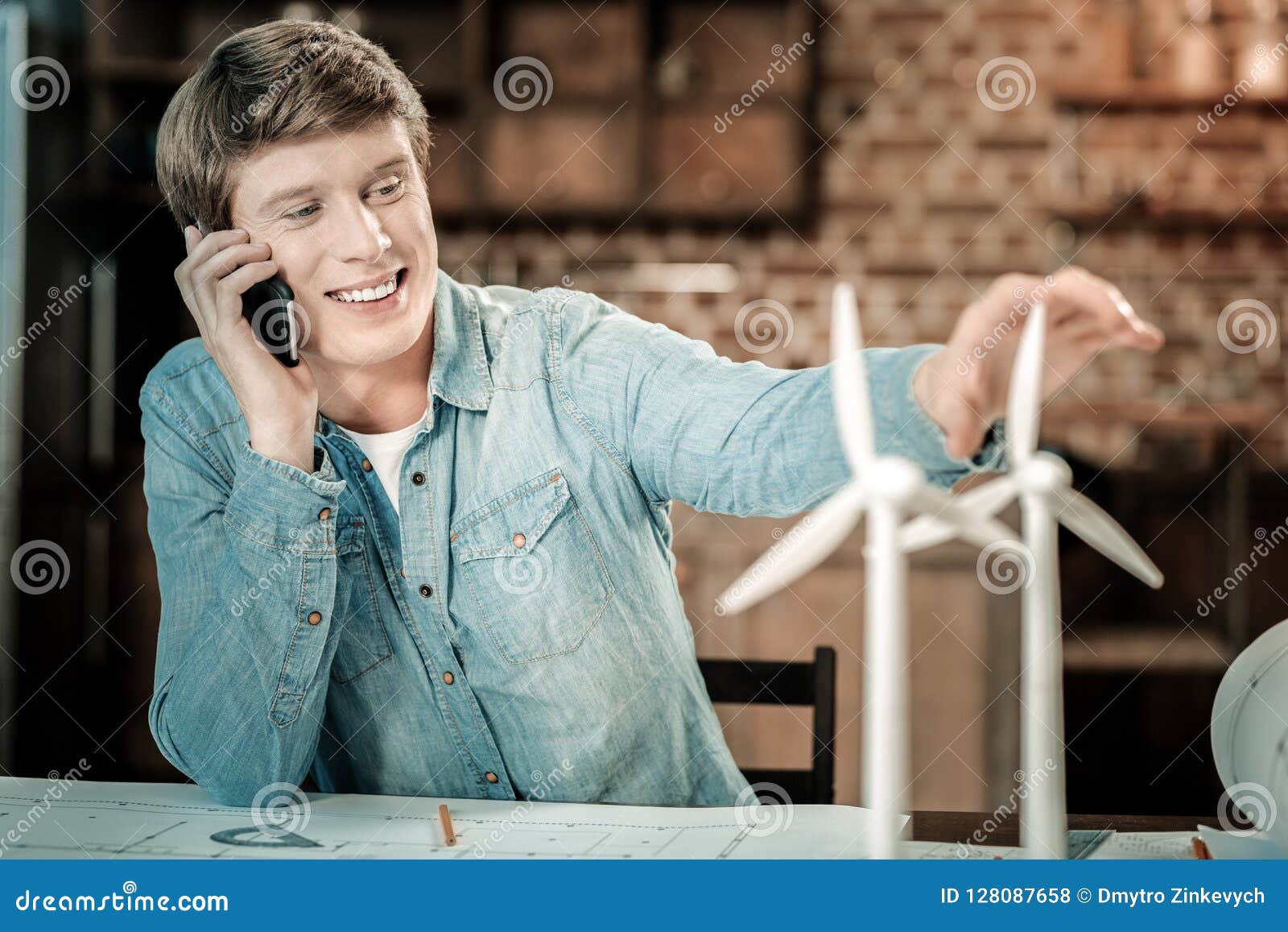 Cheerful Smart Engineer Discussing Work Stock Photo - Image of ...