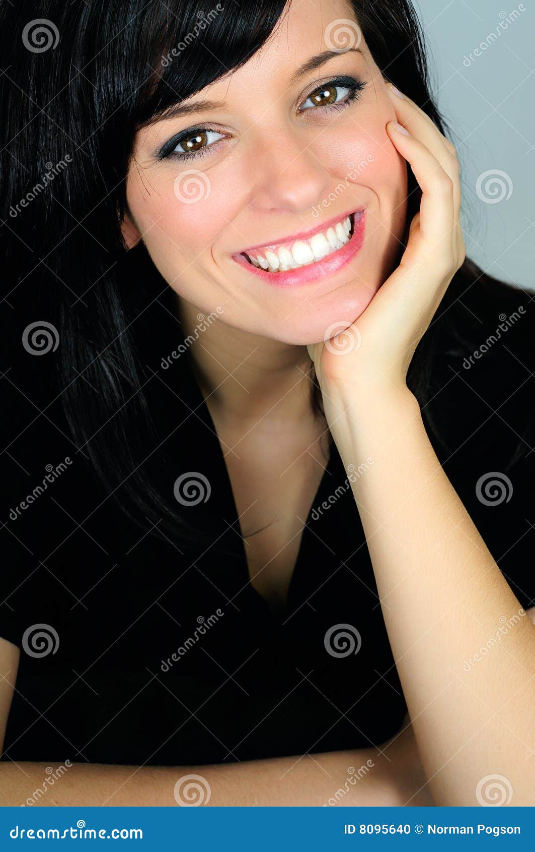 Cheerful Smile stock photo. Image of close, shot, brunette - 8095640