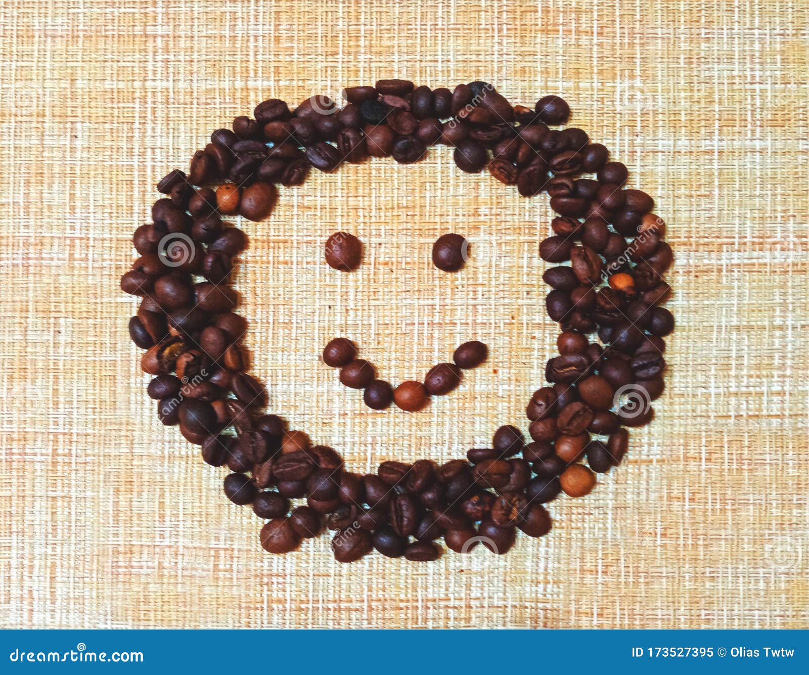 Cheerful Smiley Face Made from Coffee Beans. Stock Image - Image of ...