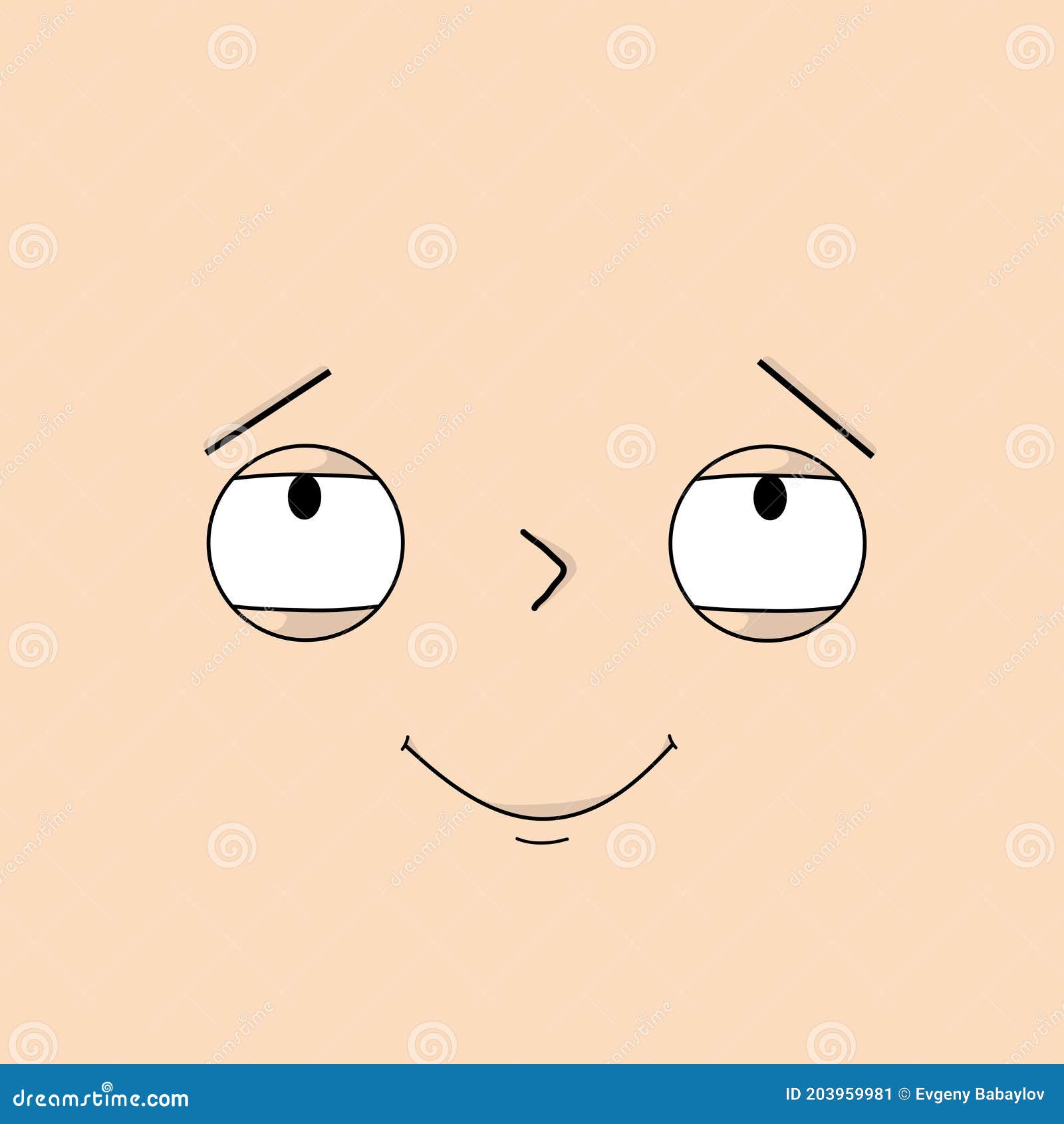 Cheerful, Smiling Face with Expressive Emotions - Vector Stock Vector ...