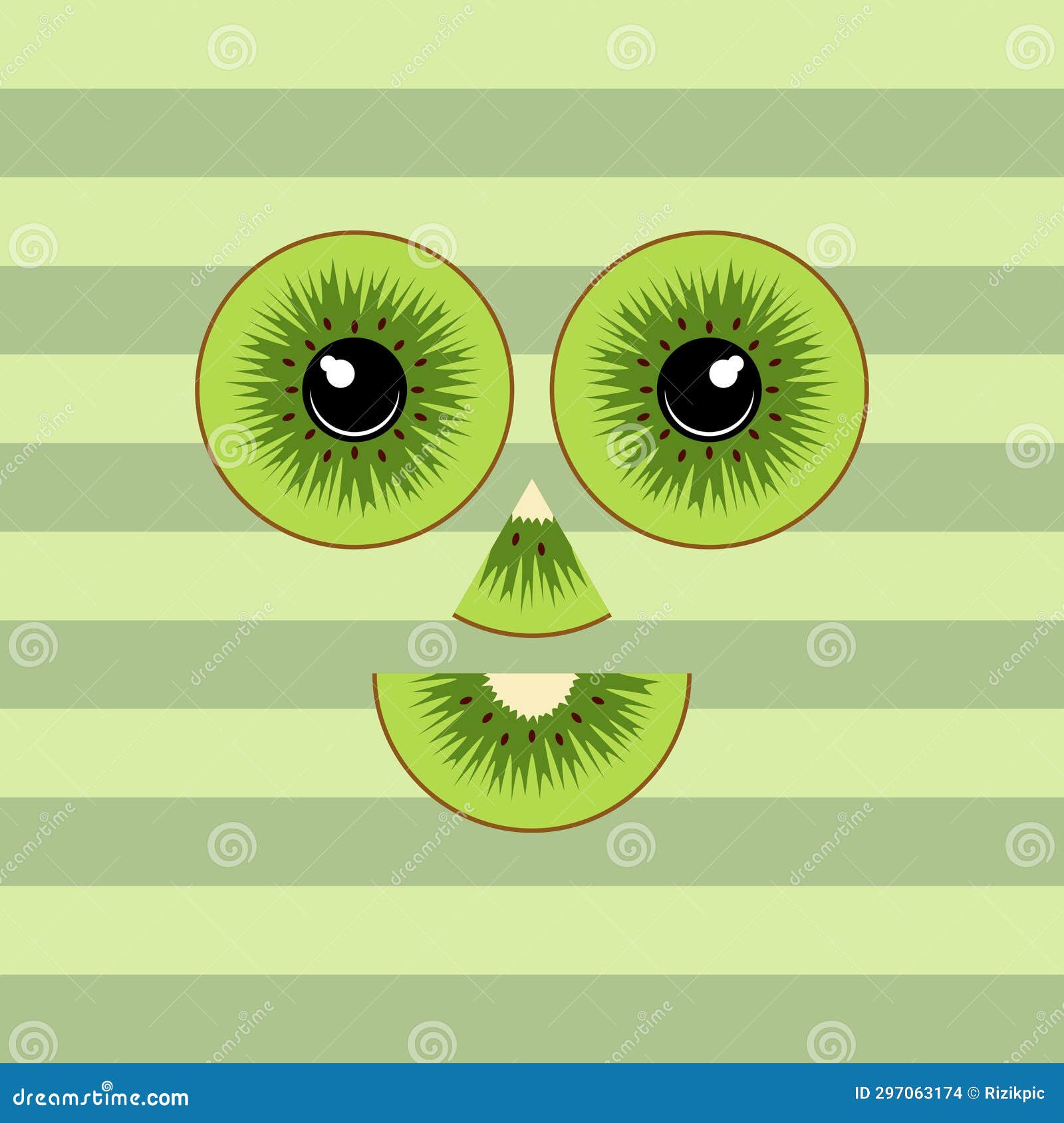 Cheerful Smiling Face Made from Slices of Green Kiwi Stock Vector ...