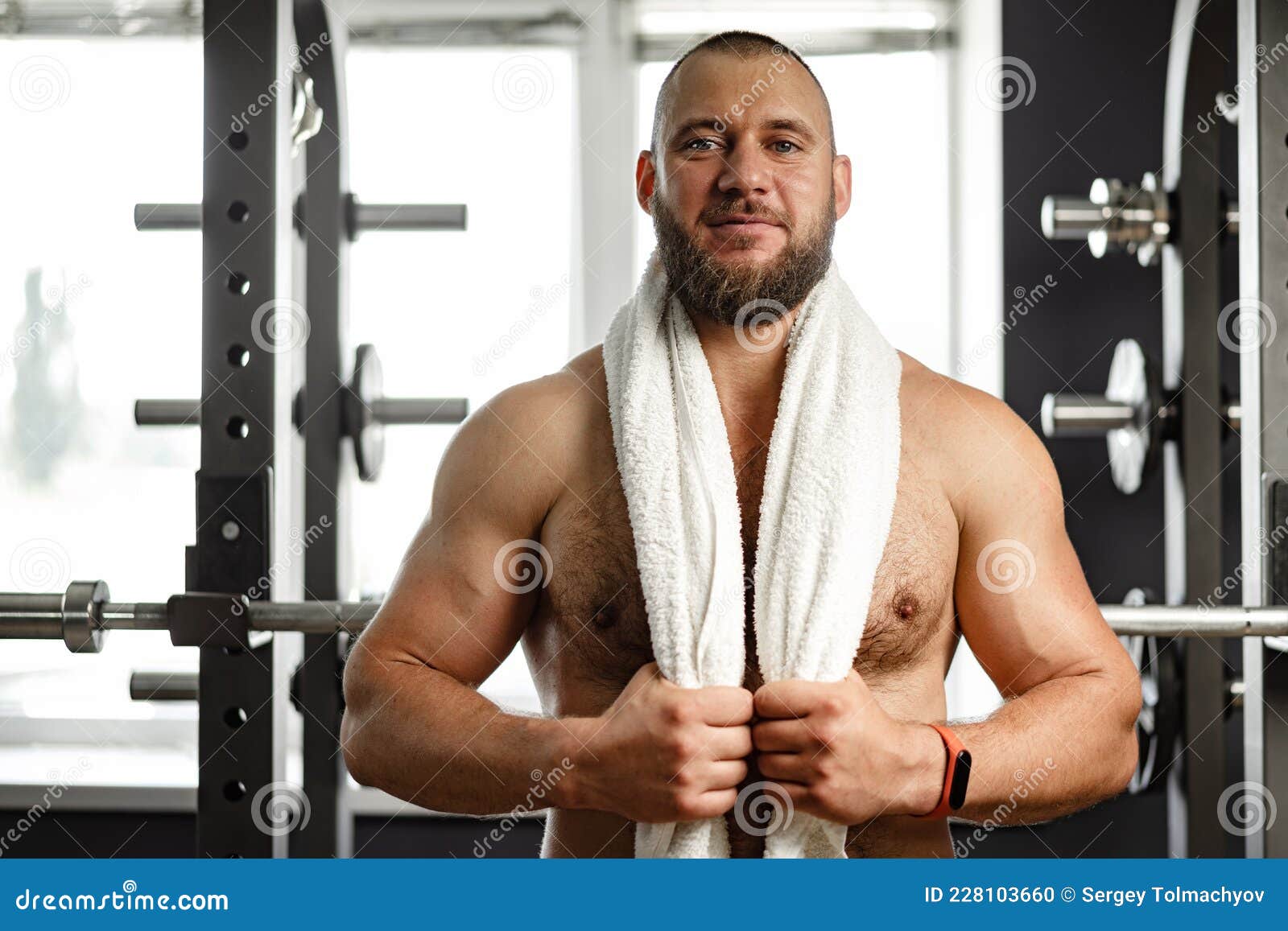 Cheerful Smiling Man Bodybuilder Standing in a Gym Stock Photo - Image ...