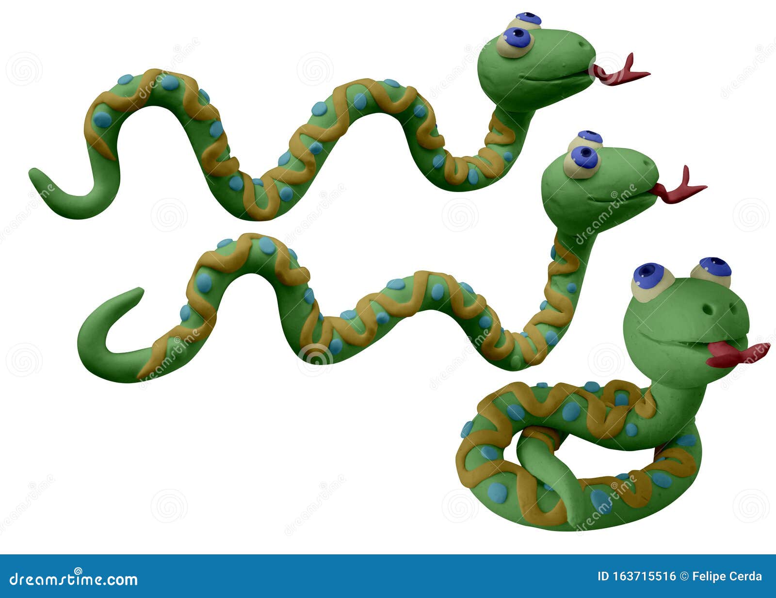Cheerful Snake, Handmade with Clay Stock Illustration - Illustration of ...