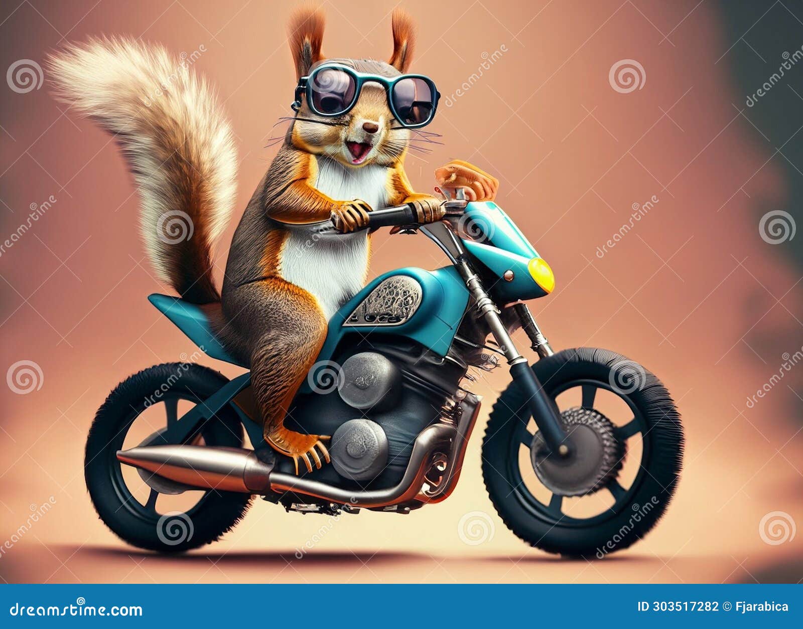 Cheerful Squirrel on a Motorcycle Stock Illustration - Illustration of ...