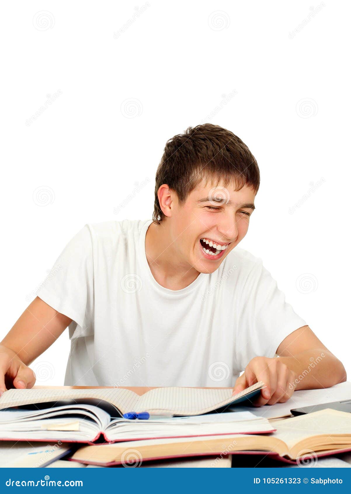 Cheerful Student Laughing stock image. Image of happy - 105261323