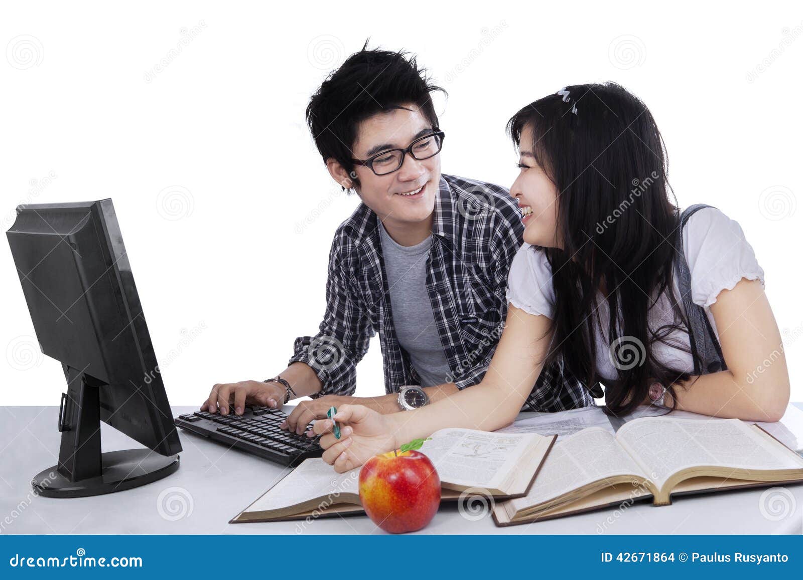 Cheerful Student Laughing Together Stock Photo - Image of female, fruit ...