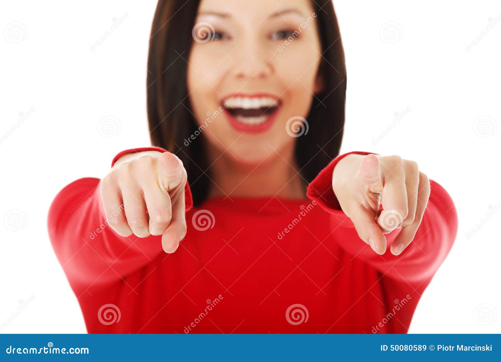Cheerful Student Woman Pointing on You. Stock Image - Image of model ...
