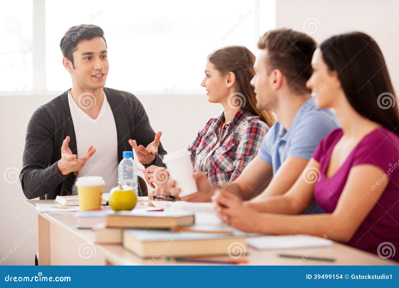 Cheerful students. stock photo. Image of book, beautiful - 39499154