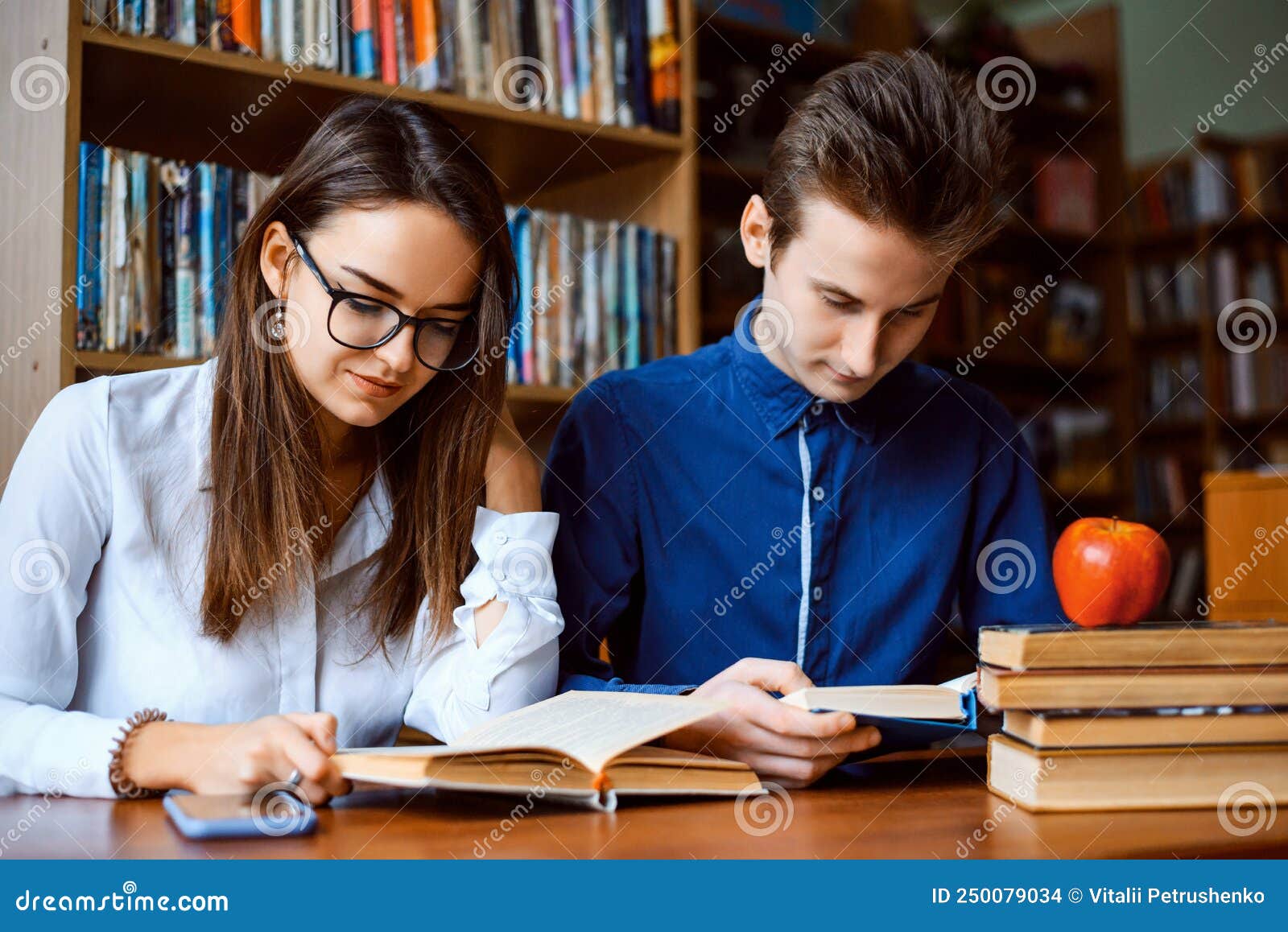 Students Working Together in the Library Stock Photo - Image of female ...