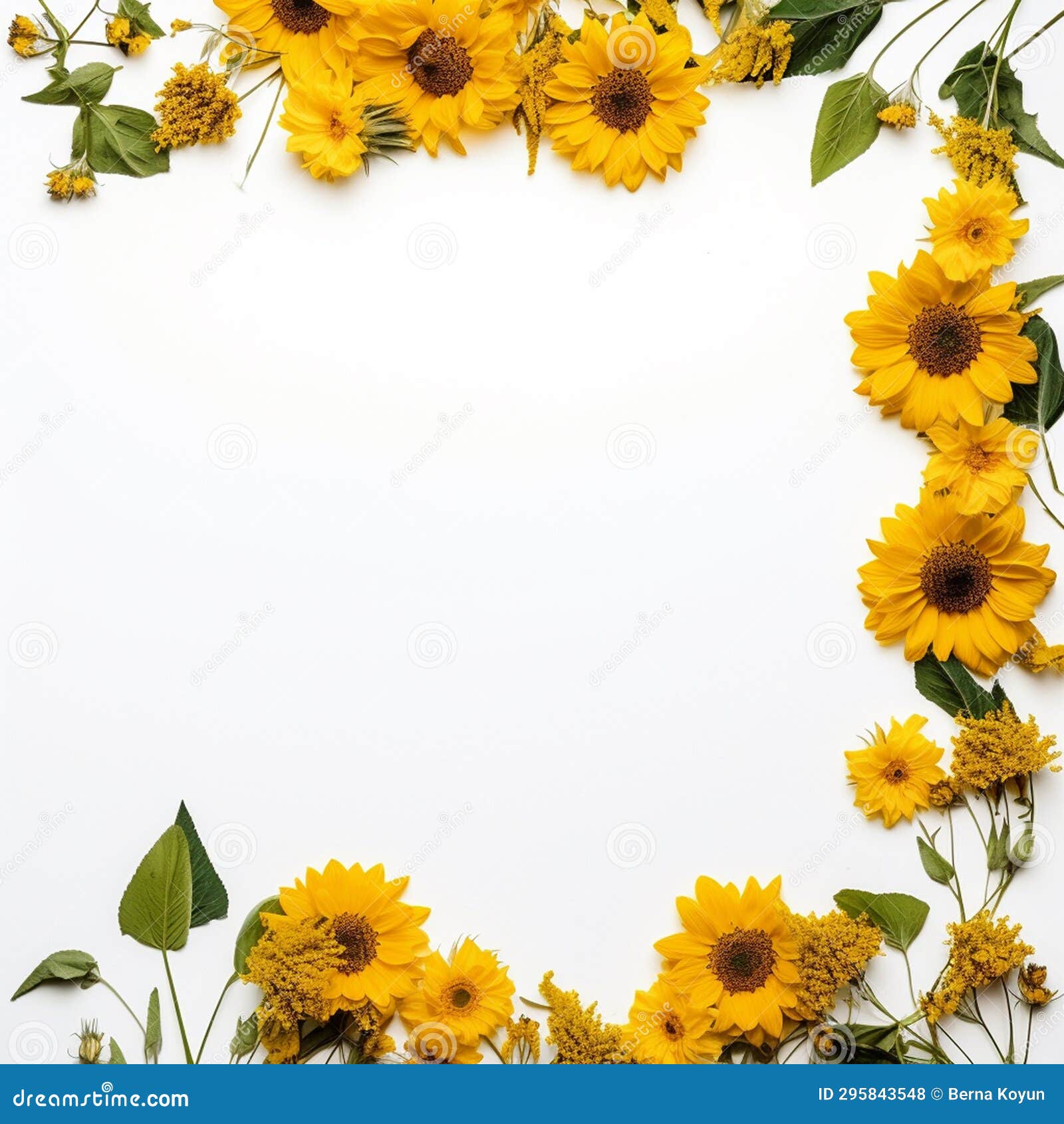 Cheerful sunflower border stock illustration. Illustration of blue ...
