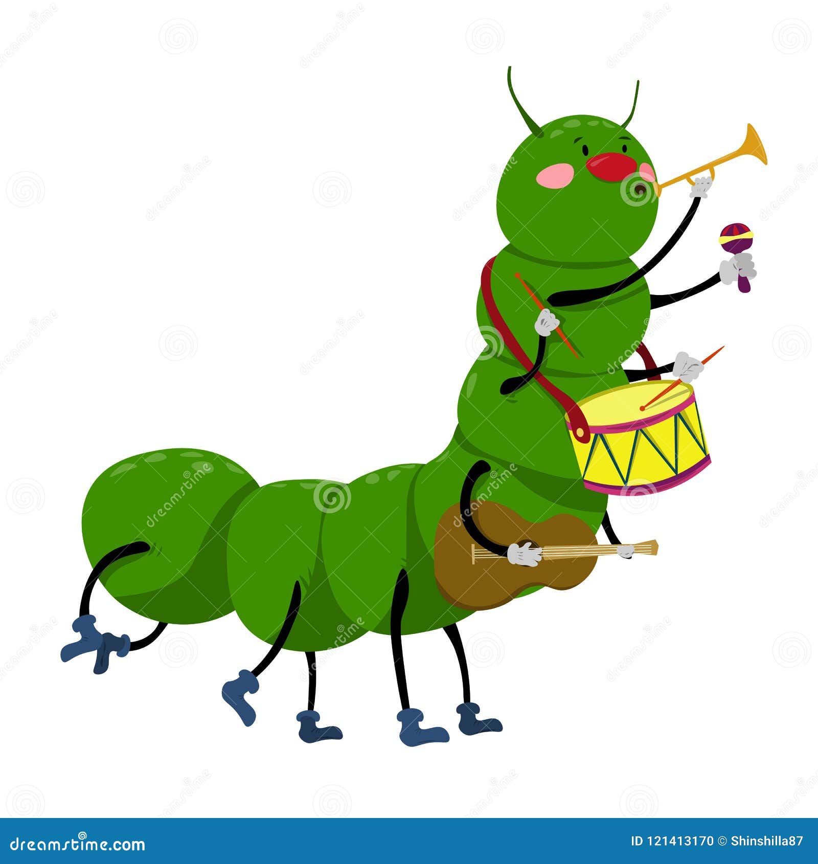 A Cheerful and Talented Caterpillar Plays on Several Musical ...