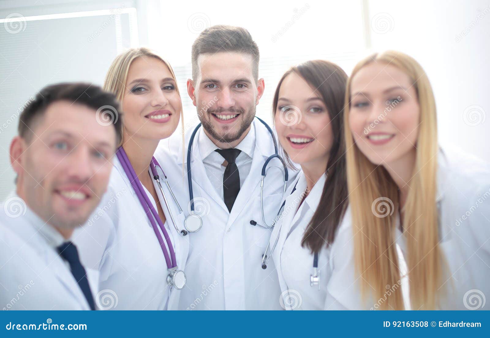 Cheerful Team of Doctors and Interns Make Selfie Stock Photo - Image of ...