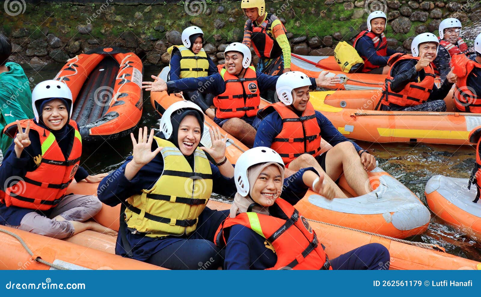 Cheerful Team is Rafting on a River Editorial Stock Image - Image of ...