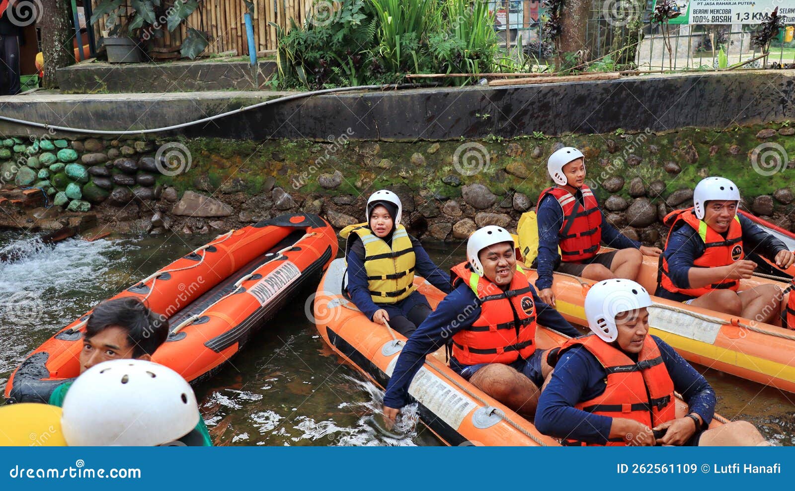 Cheerful Team is Rafting on a River Editorial Stock Image - Image of ...