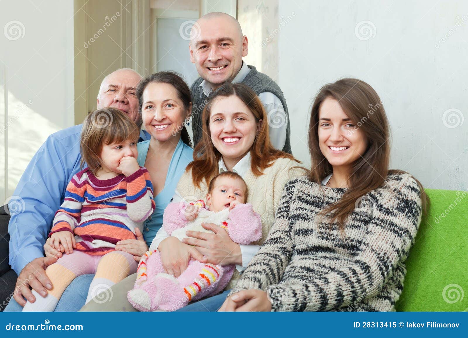 Cheerful Three Generations Family Stock Image - Image of home, joyful ...
