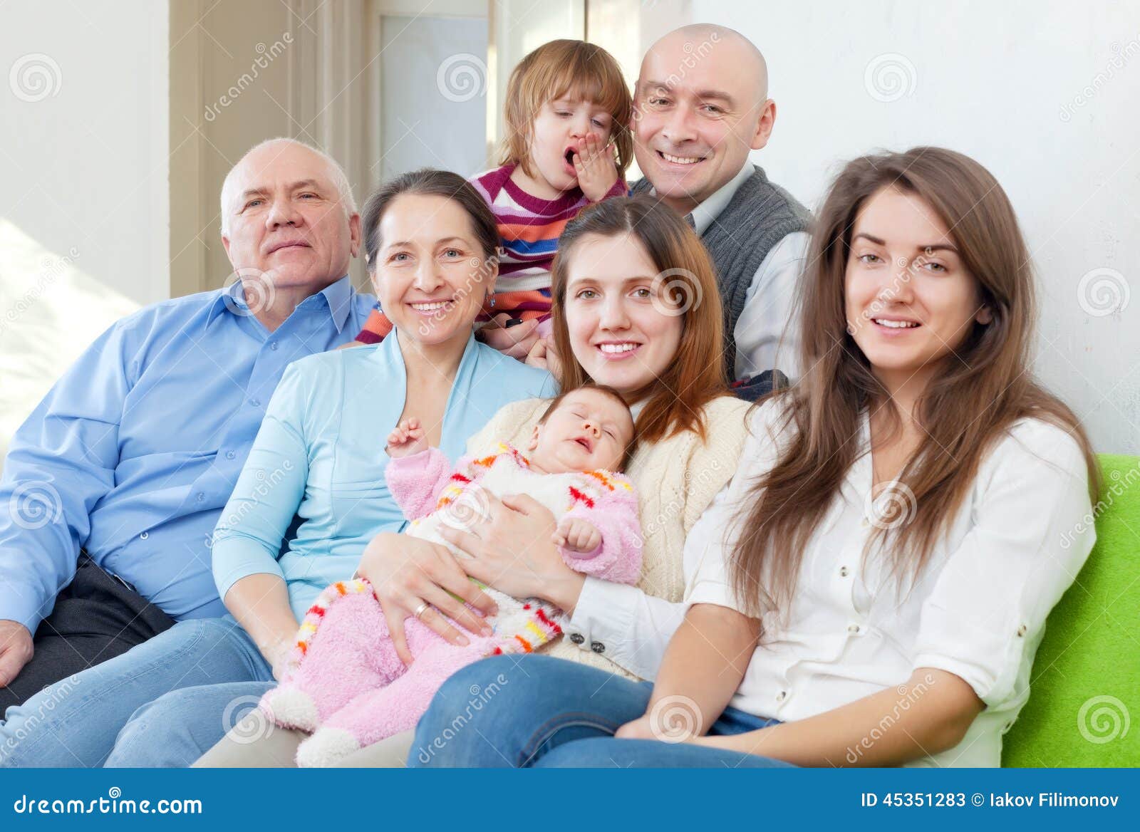 Cheerful Three Generations Family Stock Image - Image of girl, gladful ...