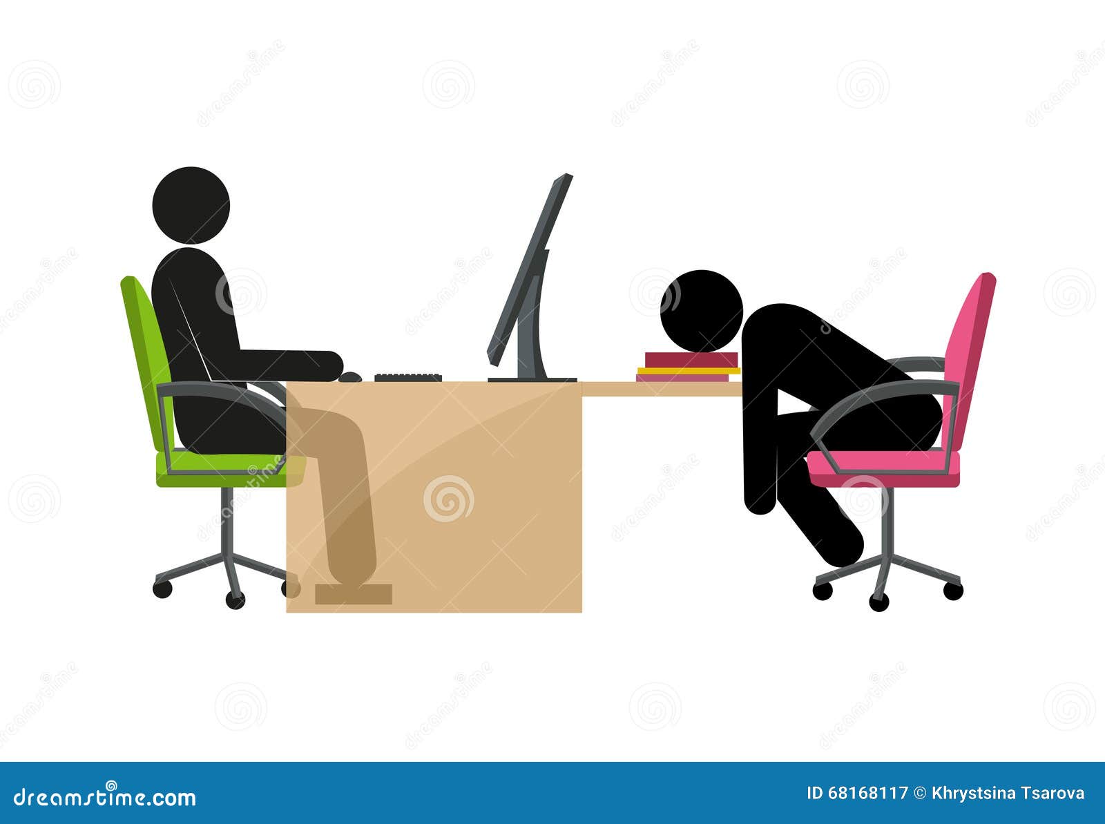 Tired Stick Man Or Stick Figure Sitting And Thinking Royalty-Free ...