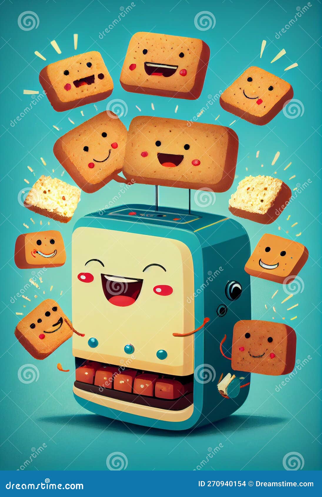 Cheerful Toaster Surrounded by Sandwiches. AI Generated Stock ...