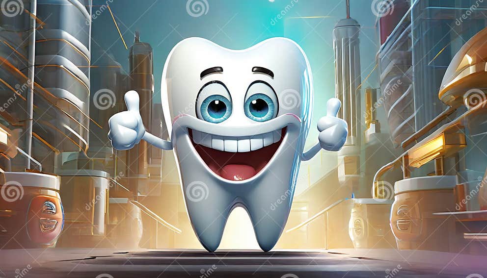 Cheerful tooth stock illustration. Illustration of background - 328063982