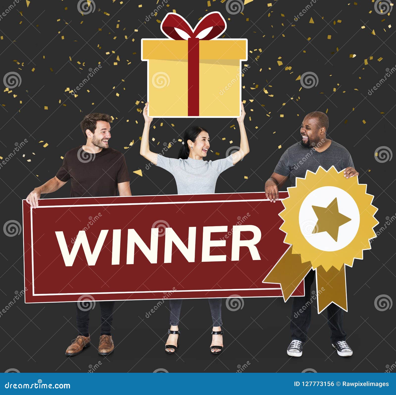 Cheerful Winner Team Receiving an Award Stock Photo - Image of mockup ...