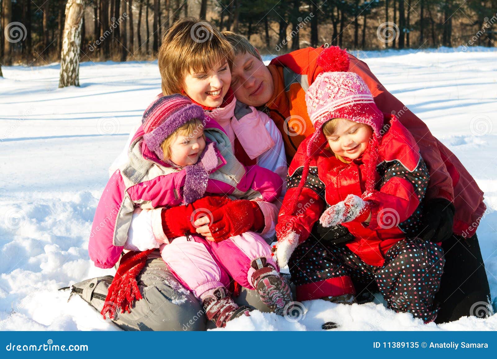 Cheerful winter family stock image. Image of cold, baby - 11389135