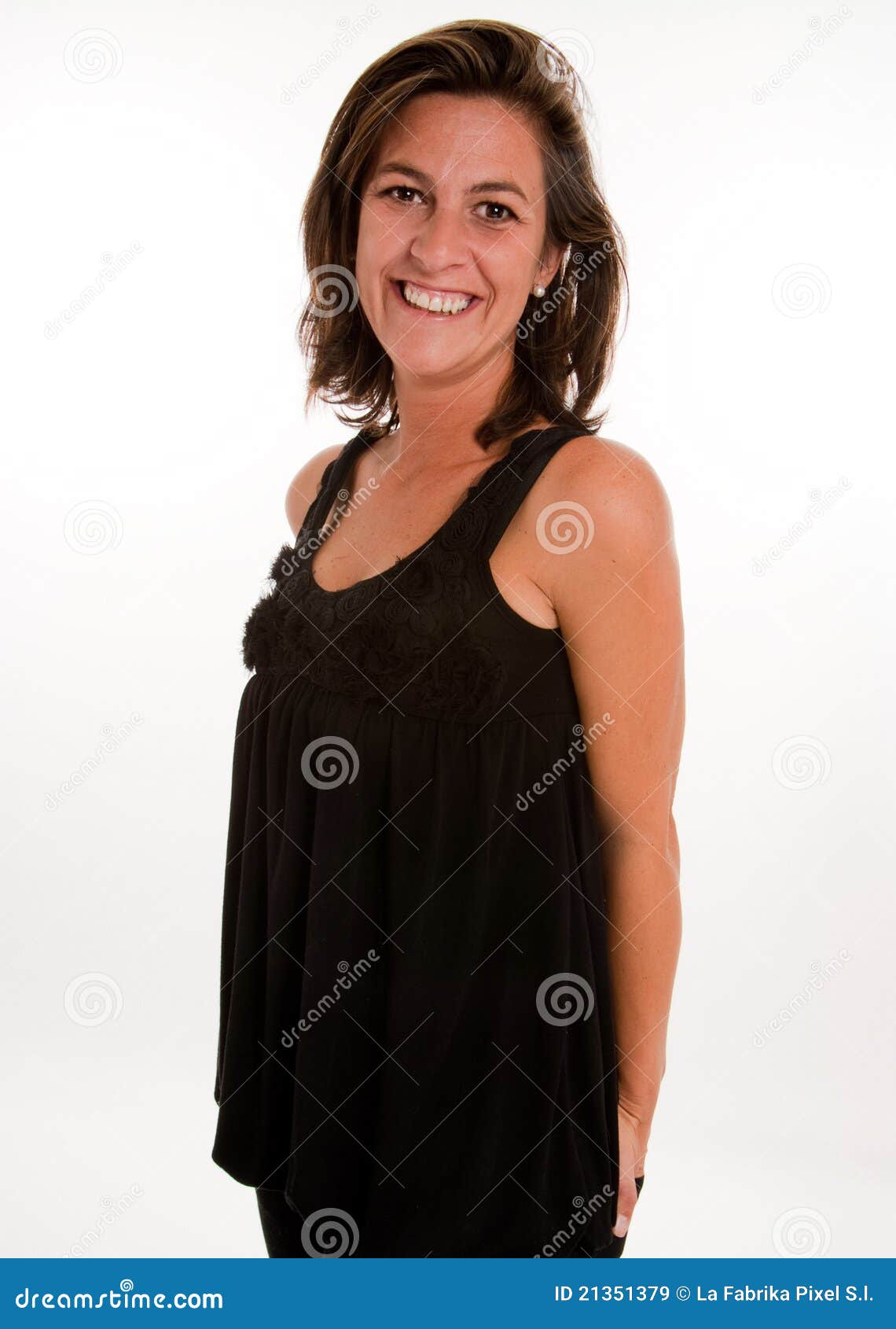Cheerful woman stock image. Image of arms, smiling, pearls - 21351379