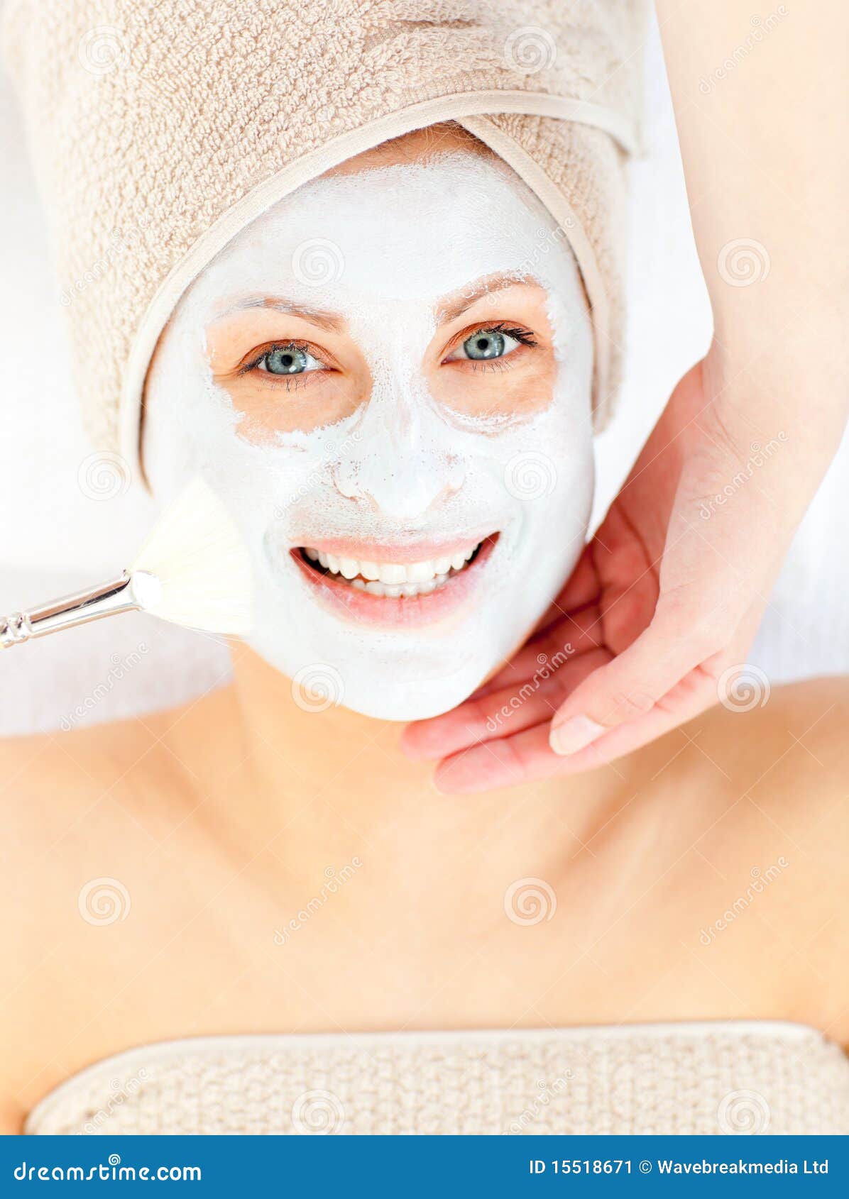 Cheerful Woman with a Clay Mask on Her Face Stock Image - Image of ...